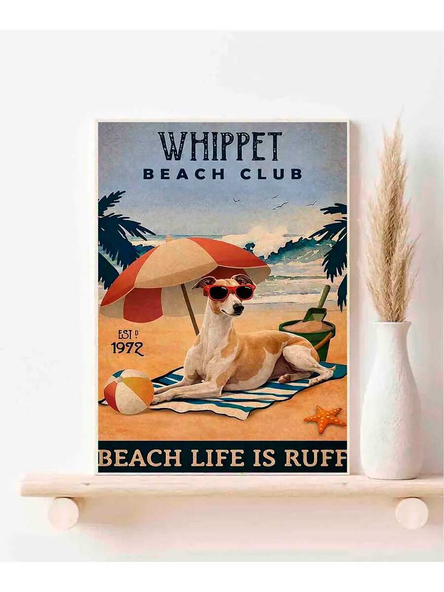 Уиппет, Beach Life N2, Плакат 30x42см