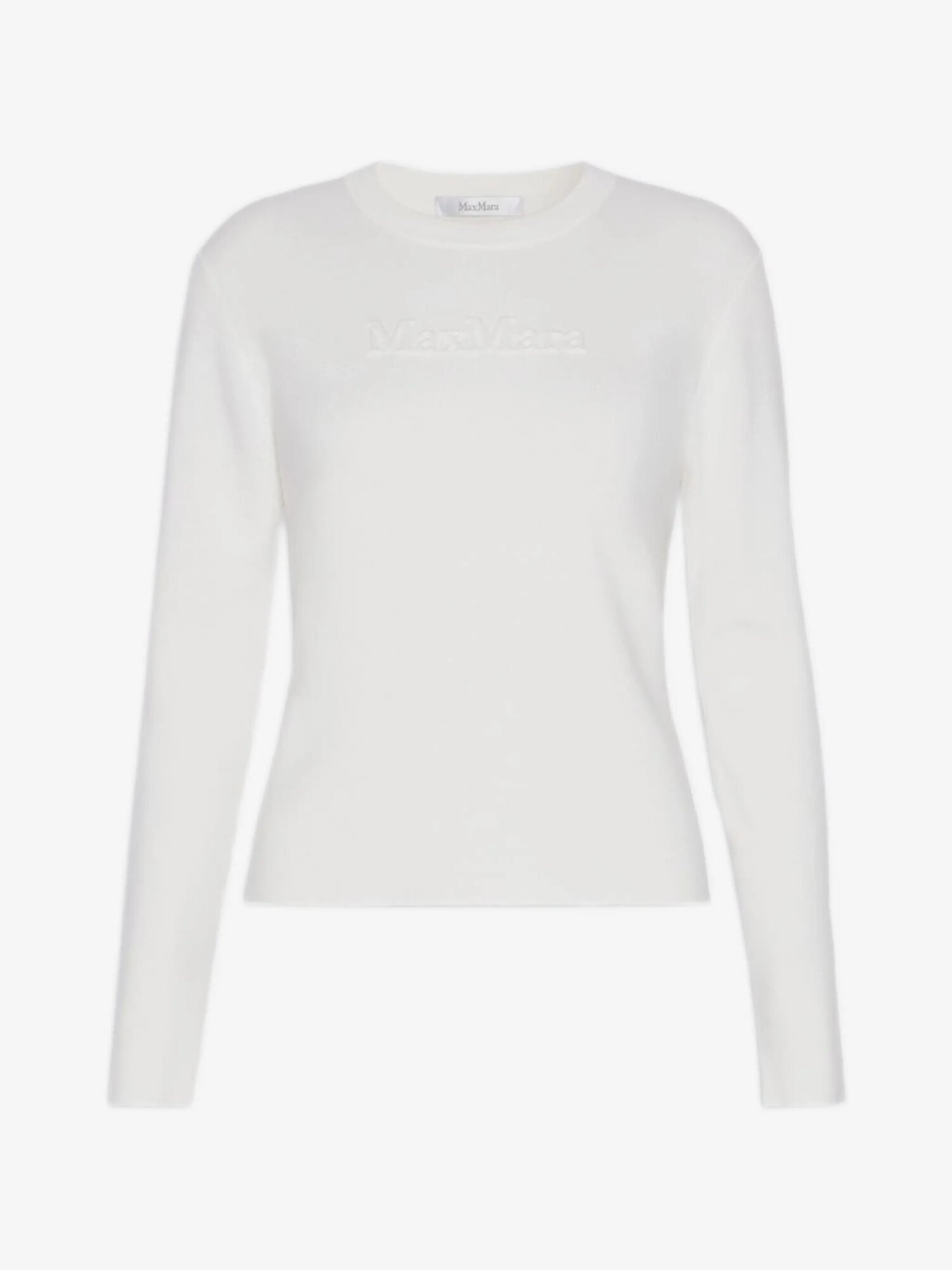 Свитер Wool yarn sweater with embossed logo detail - white
