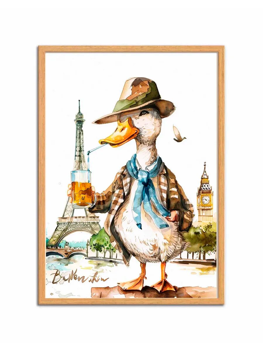 Утиная птица пьет Виски 2, Плакат 30x42см