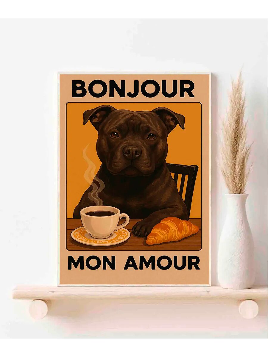Собака породы стаффордширский бультерьер, Bonjour Mon Amour,