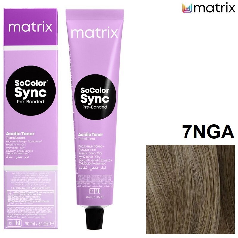 Matrix SoColor SYNC 7NGA Тонер с кислым ph Блондин Натуральный Золотисто-Пепельный 90мл