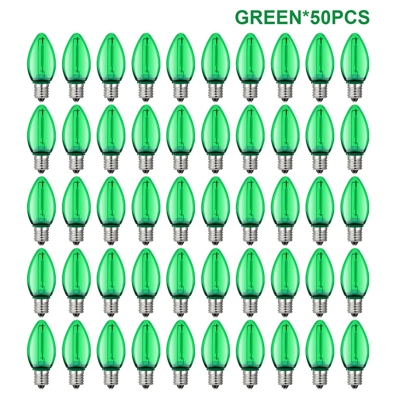 Genixgreen 50 шт. C7 многоцветные светодиодные лампочки E12 зеленый, E12 110V