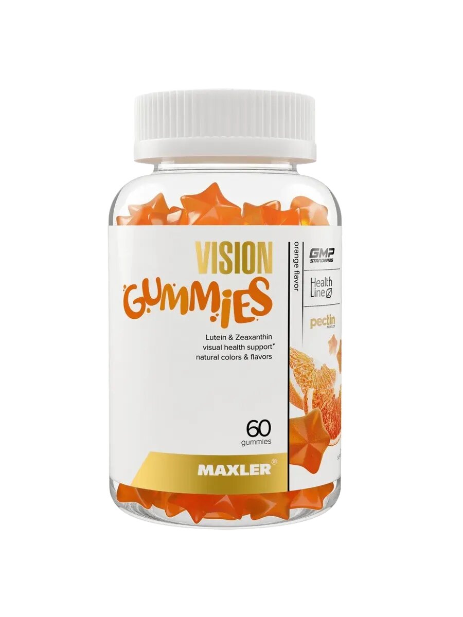 Макслер Вижн гаммиз вкус апельсин / Maxler Vision gummies Orange Flavor жевательные конфеты по 3,0 г 60 шт 60 шт