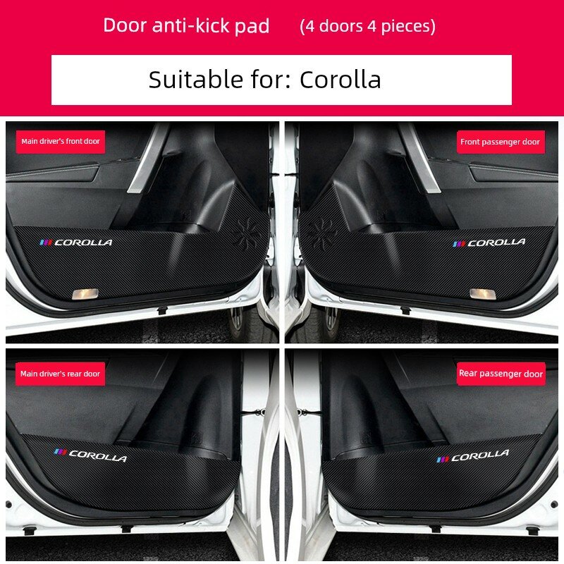 Защитная накладка для дверей Toyota Corolla 2014-2018 с логотипом для дверей с подсветкой, 4 шт.
