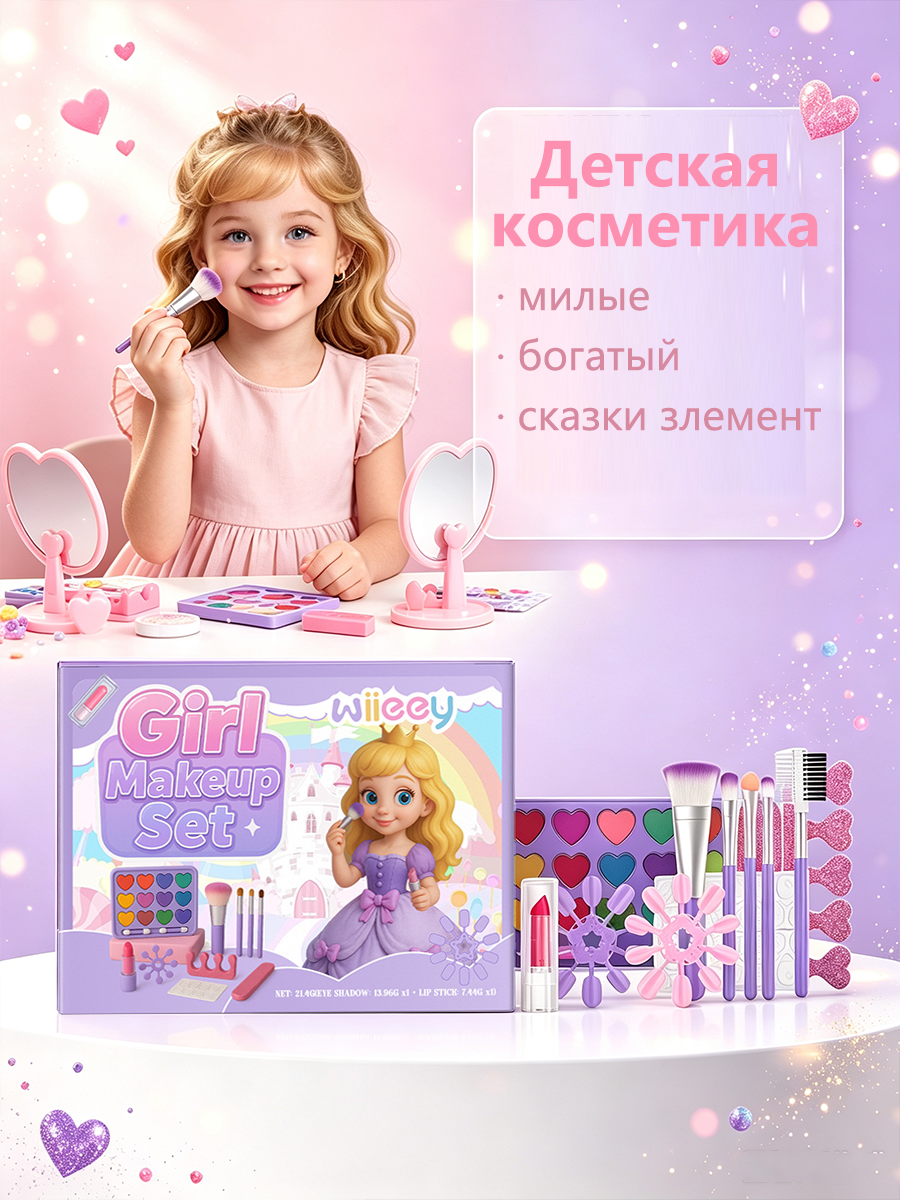 Детская косметика Милые богатый сказки Элемент Удовлетворяет макияже потребности Набор детской косметики для девочек