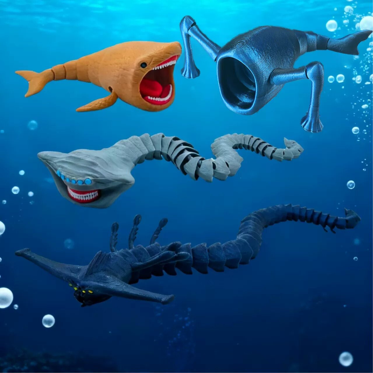 3D-печать Сборная модель морских чудовищ (4 шт.) для детей, фигурки океанских существ
