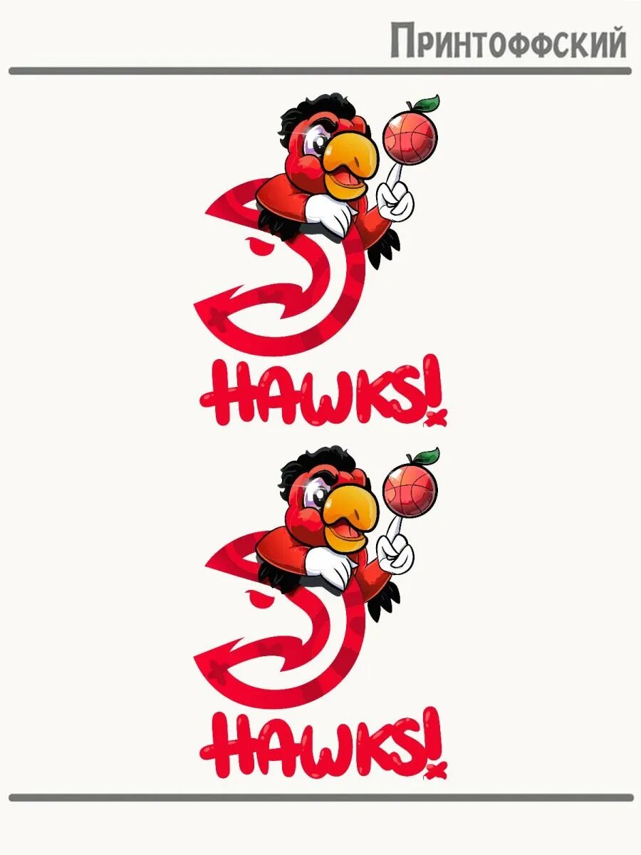 2-е (Две) Термонаклейки c принтом команда Hawks