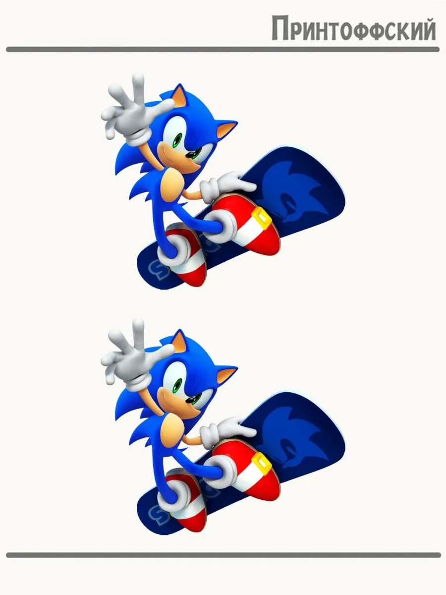 2-е (Две) Термонаклейки Соник Sonic Sega Скейтбординг