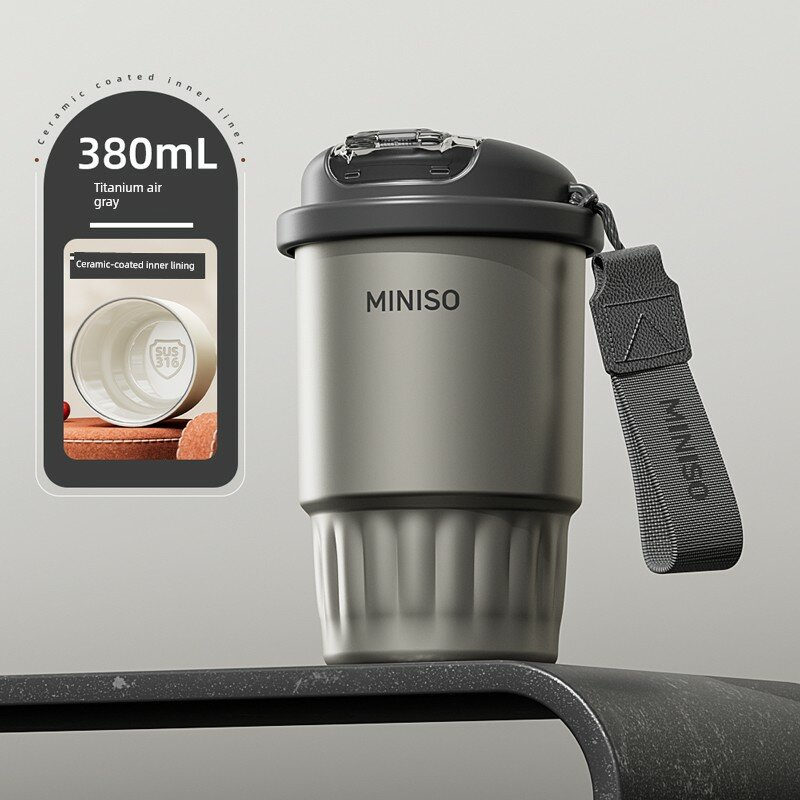 Термокружка Miniso премиум-класса с керамическим покрытием, стильная кофейная кружка для женщин, портативная кружка для