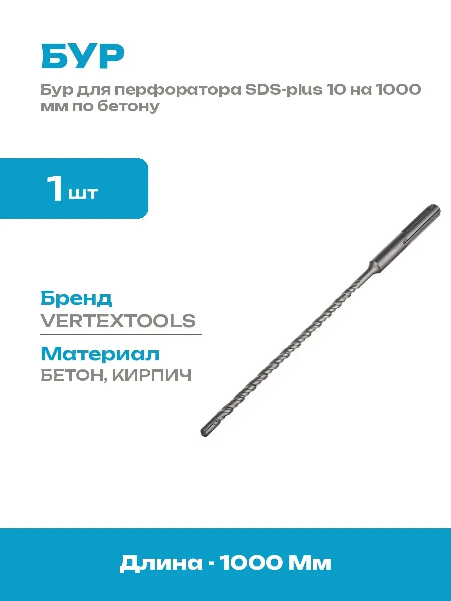 Бур SDS-plus по бетону 10х1000 мм сверло для перфоратора
