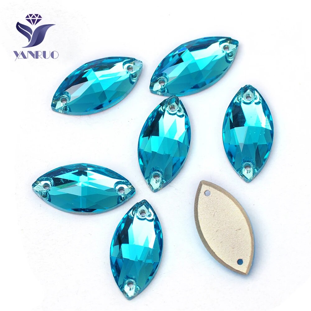 Стразы YANRUO Navette 6A Cham Aquamarine