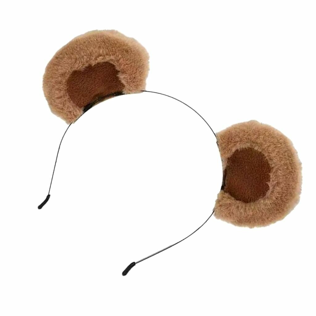 Японская повязка на голову с милыми медвежьими ушками -светло-коричневый