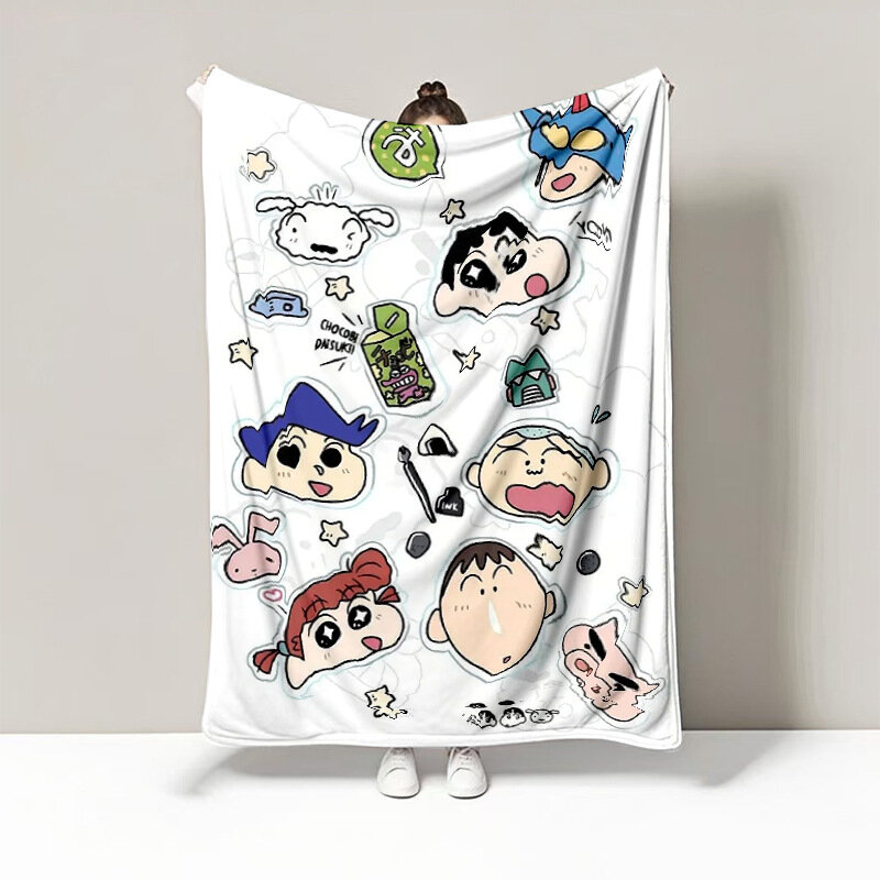 Одеяло из фланели с мультяшным Крейоном Шин-чаном, утолщенное плед, офисное одеяло для сна, одеяло для кондиционера, портативное дорожное одеяло
