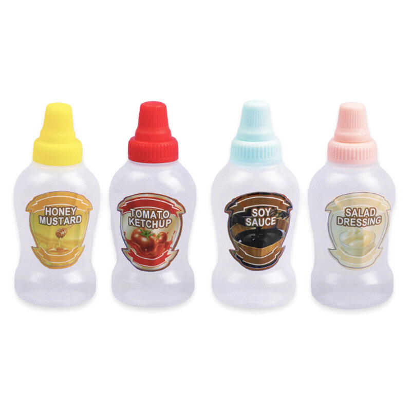 Набор из 4 больших бутылок 40 мл для томатного соуса, меда, соевого соуса и салата – незаменимые аксессуары для