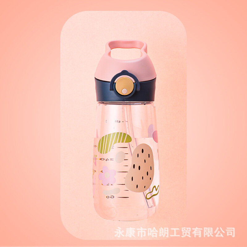 Новый стиль детский стакан с соломкой Tritan пластиковый стакан для воды мультфильм портативный ремень шкала