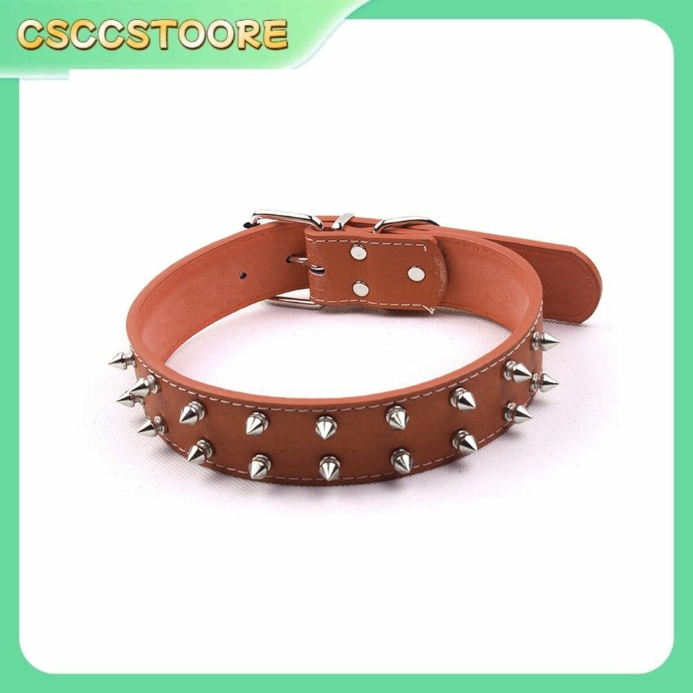 Ошейник для собак в стиле панк с шипами, цвет коричневый, для средних и крупных собак