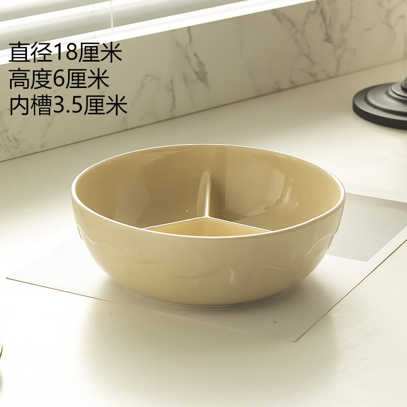 Интернет-знаменитость, стиль Ins, красивый, с молоком, одноразовая, уменьшающая жир, трехсекционная керамическая тарелка для похудения с крышкой, глубокая