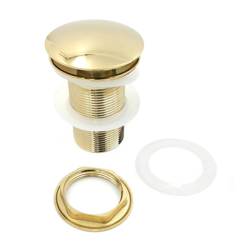 Выпуск для раковины универсальный Донный без перелива, высококачественная латунь, сеткой быстрой очисткой, Сияющее золото