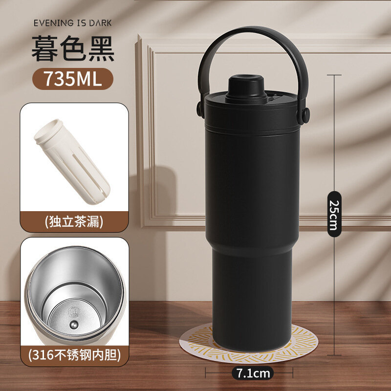 Новая термокружка с керамическим покрытием, большая портативная кружка с трубочкой, кофейная кружка из нержавеющей стали, автомобильная кружка для льда объемом 30 унций.