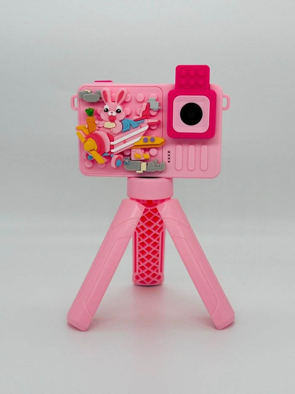 Детский фотоаппарат с Флип камерой для девочек цифровой, фотокамера для детей со штативом, Зайчик для ребенка
