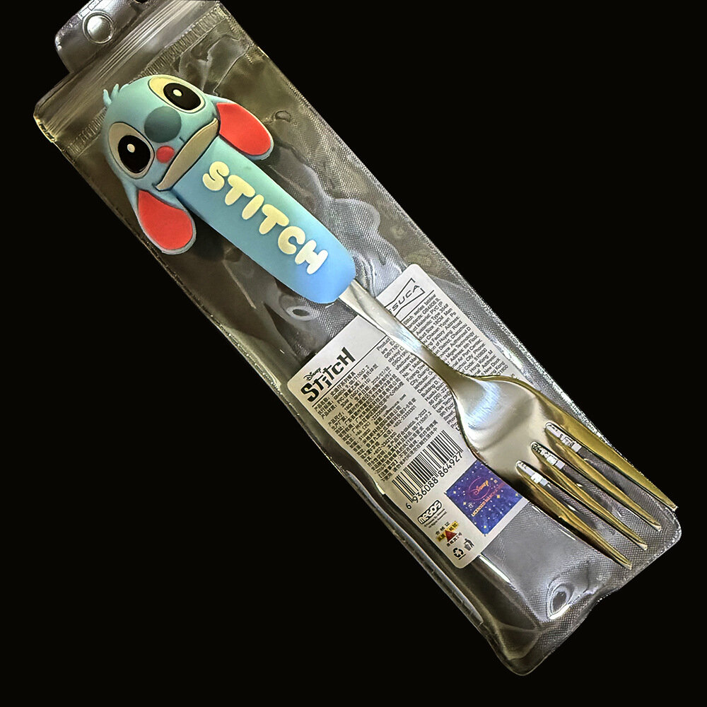 Силиконовая голова ложки и вилки Disney Winnie, нержавеющая сталь, детская ложка и вилка, фруктовая вилка, новая продукция, оптовая продажа ложек