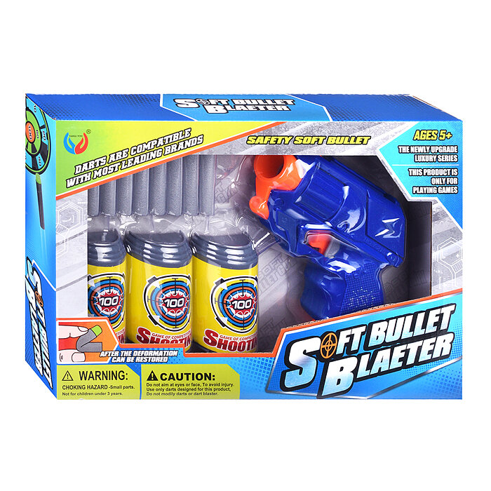 Набор Тир "Защитник" (3 банки для мишени и мягкие пули) в коробке