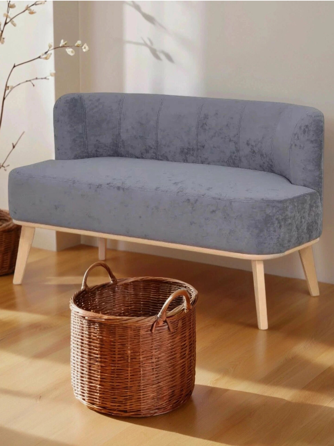 Диван "Жирон" (2-х) SENSEY STEEL GREY Бесцветный (Лак) (Ш*В*Г) 1340*760*640 мм