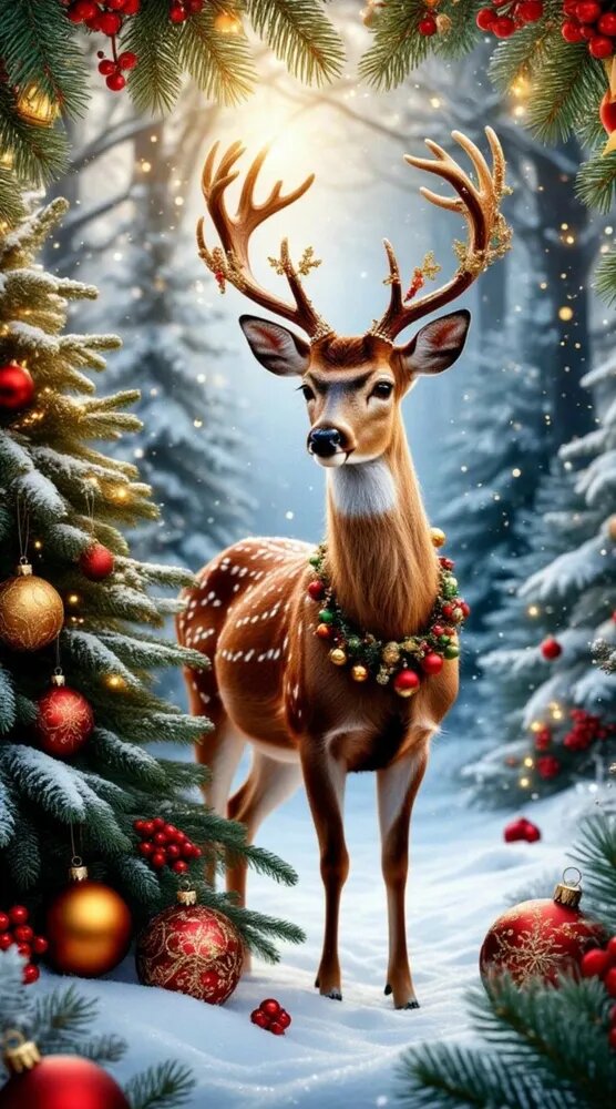 Алмазная Мозаика "Рождественский Лось" 40X50 См Алмазная Вышивка / Картина Стразами Подарков / Украшения