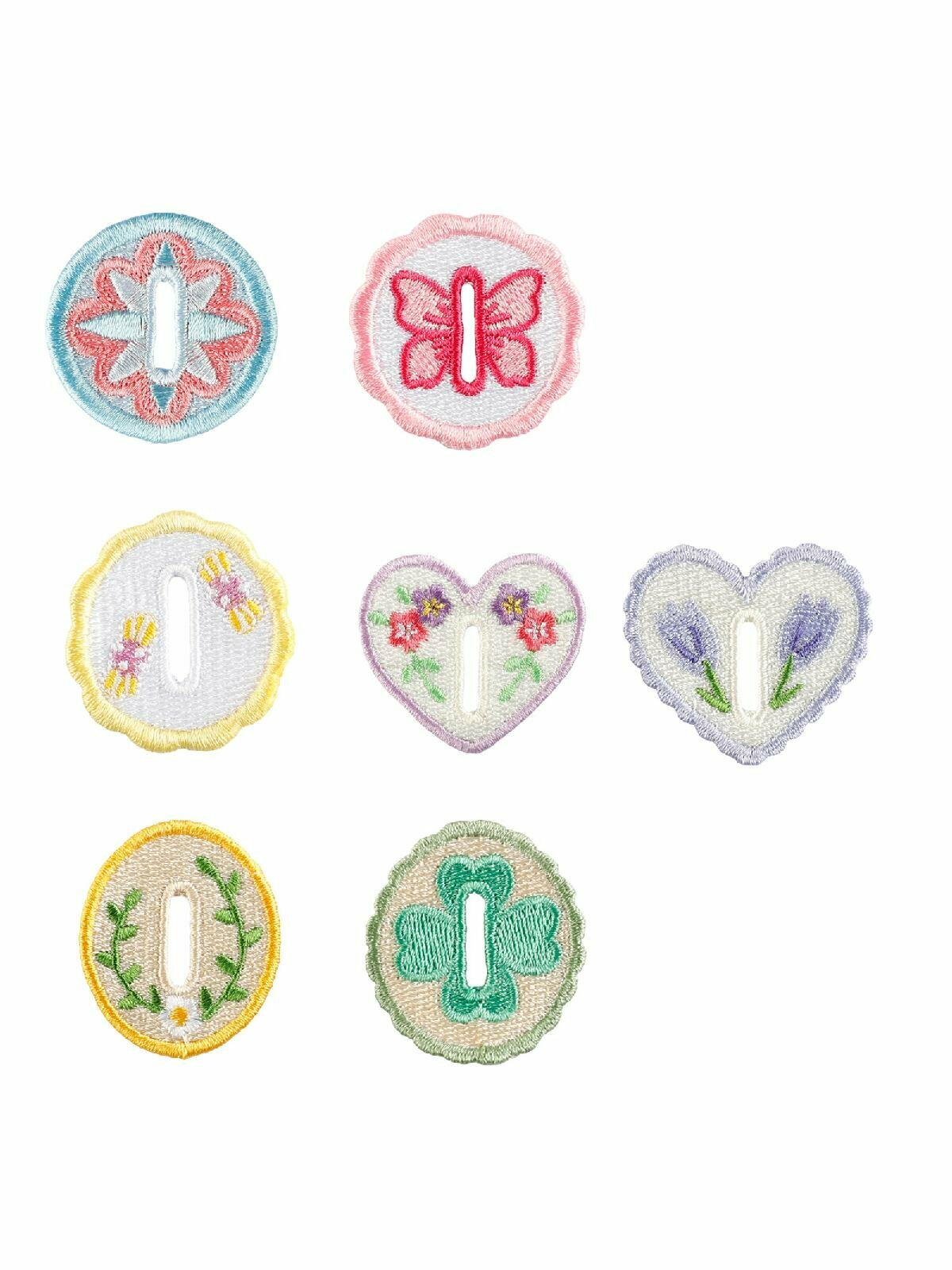 7 шт. Нашивок на пуговицах, нашивок с вышивкой в форме сердца, пришивных нашивок