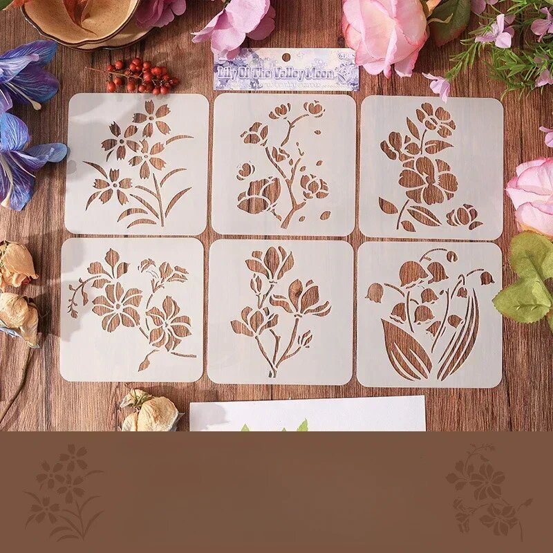 Ретро цветочные трафареты для искусства 6 шт. C