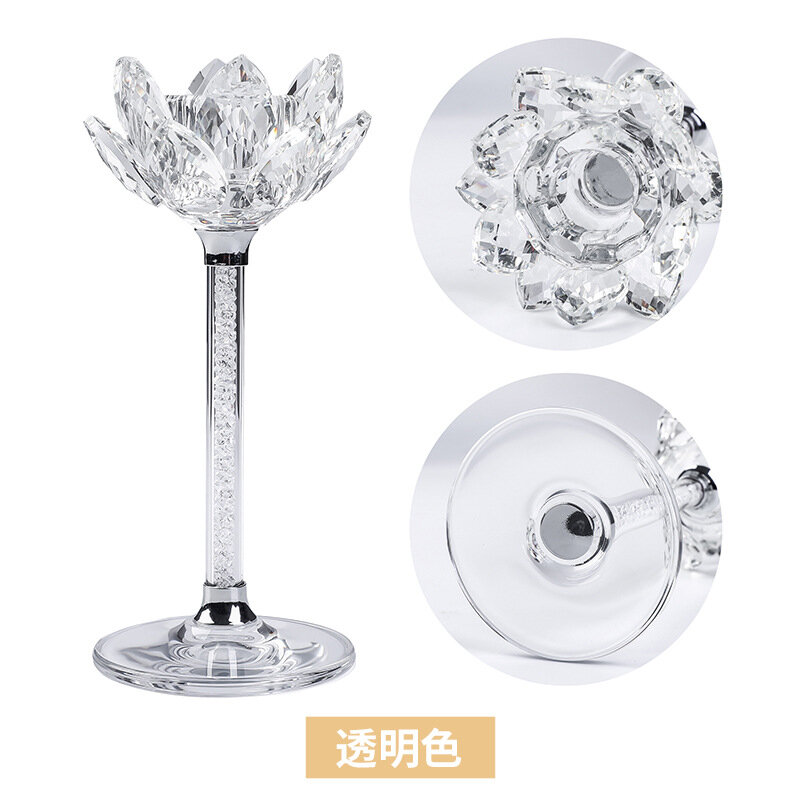 Европейский хрустальный подсвечник, лотос, хрустальное украшение для ужина при свечах, трехкомпонентный набор, свадебное украшение, подсвечник