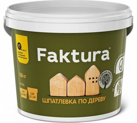 Шпатлевка по Дереву Faktura 0.8кг Белая Акриловая для Наружных и Внутренних Работ / Фактура.