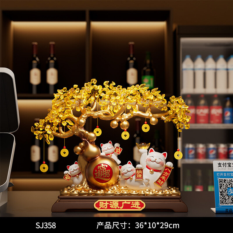 Денежное дерево для процветания, украшение с котом удачи, для гостиной, магазина, кассы, высококачественное украшение, подарок на новоселье