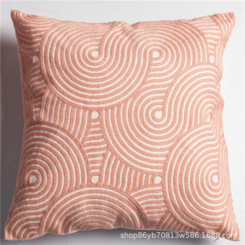 Чехол для подушки в скандинавском стиле с геометрической вышивкой цветов, для дивана, гостиной, из чистого хлопка, простой, для стула, прикроватный, желтый, для окна