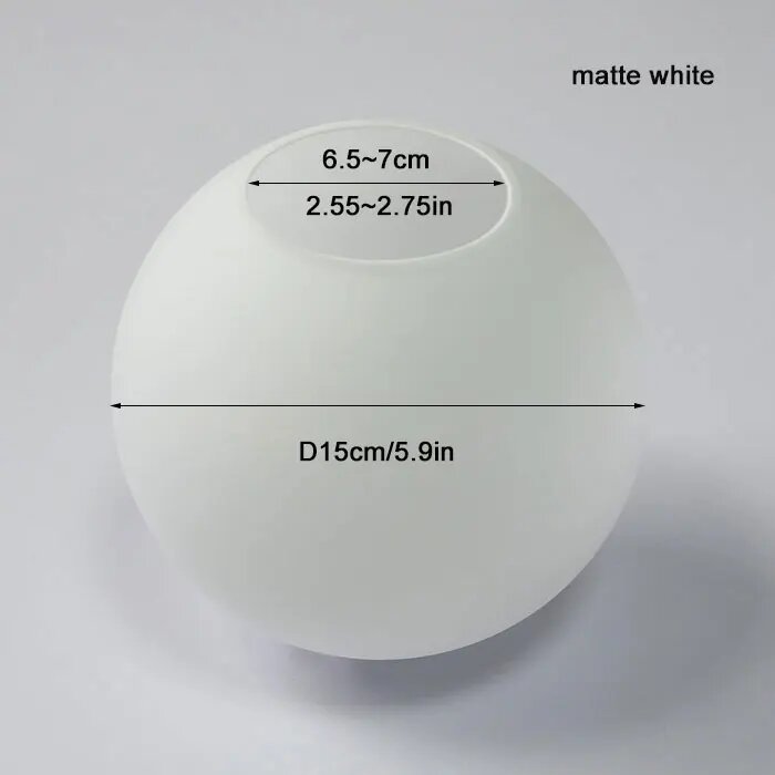 Стеклянные шары для светильников молочного цвета D13cm D15cm D18cm D20cm D15cm-6.5to7cm