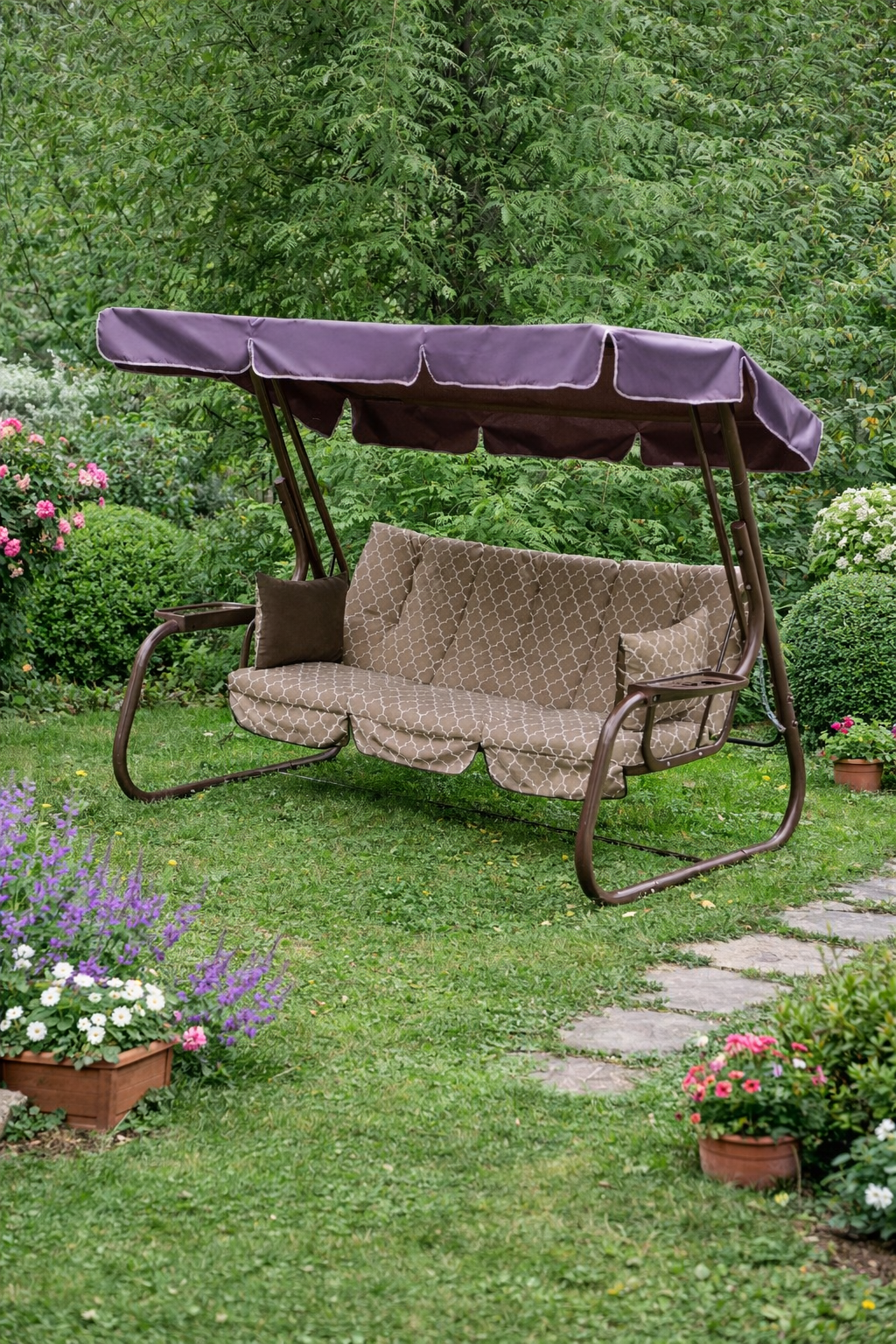 Качели садовые Родео 2 , с1616, металлические, 3 места, максимальная нагрузка 280кг