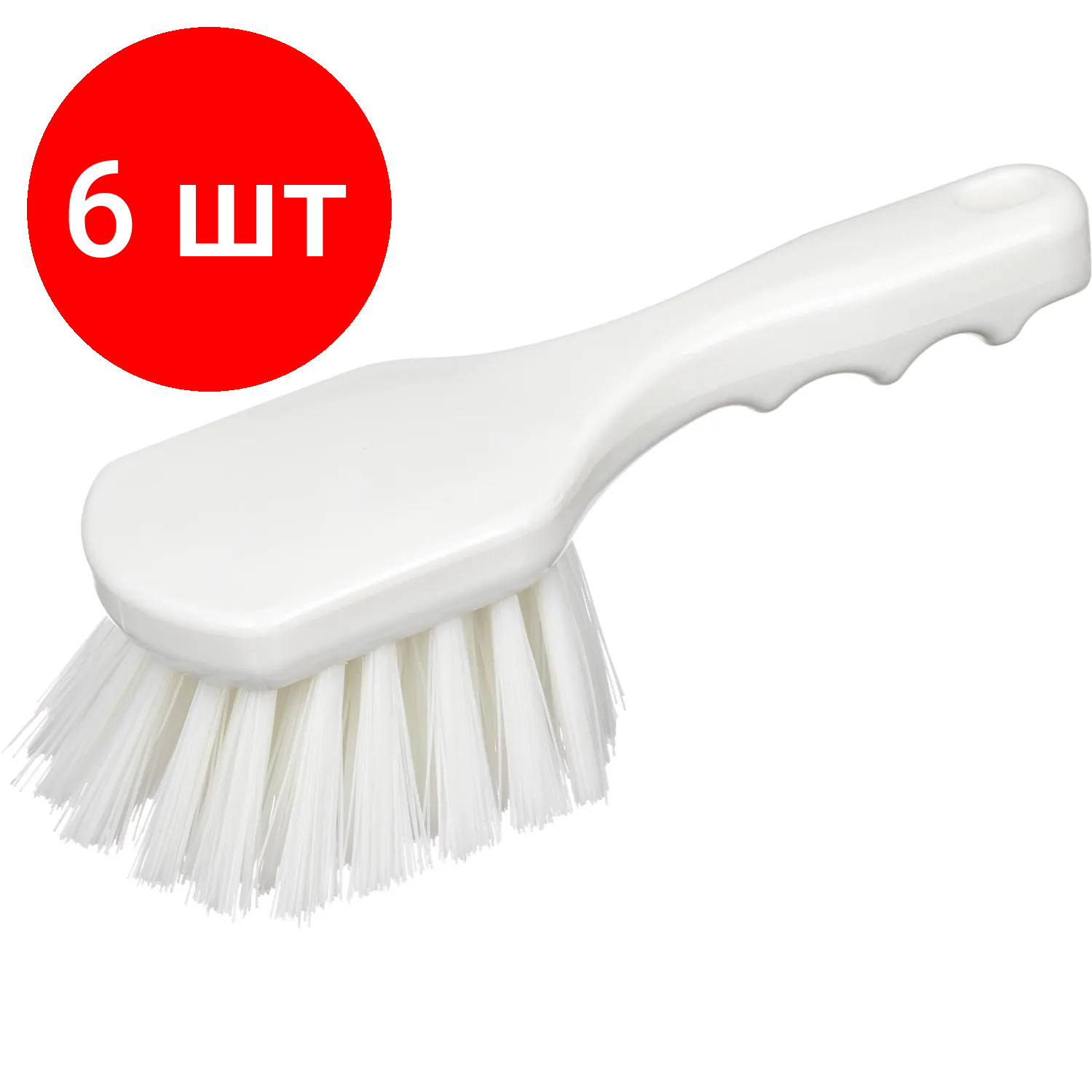 Комплект 6 штук, Щетка HACCPER с короткой ручкой, жесткая, 218 мм, белая 864001W