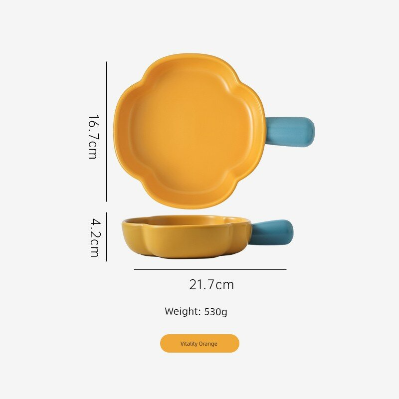 Керамическая посуда с ручкой, подходящая для микроволновки, ярко-оранжевая миска для фруктов на завтрак, одна штука