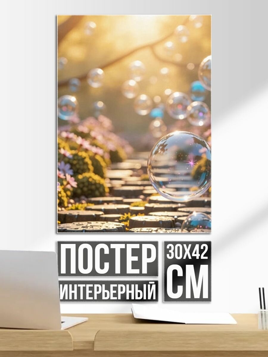 Постер на стену Мыльные пузыри в лучах солнца