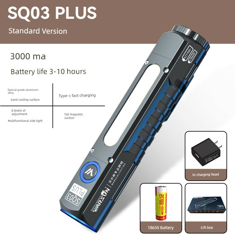 Wolfsen SQ03 Standartnaya Versiya s 3C Zaryadnym Ustroystvom Ultra-Yarkaya Magnitnaya Ruchnaya Fona Dlya Domashnego