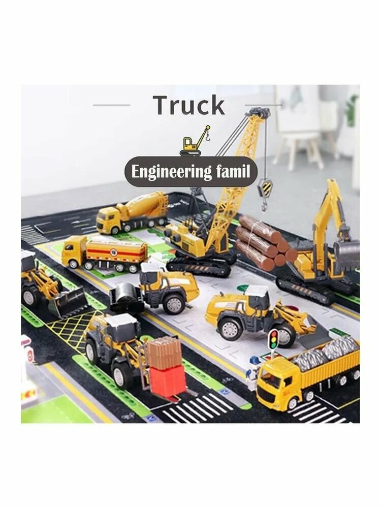 Классический набор игрушечных моделей автомобилей из сплава для детей с экскаватором и цементовозом