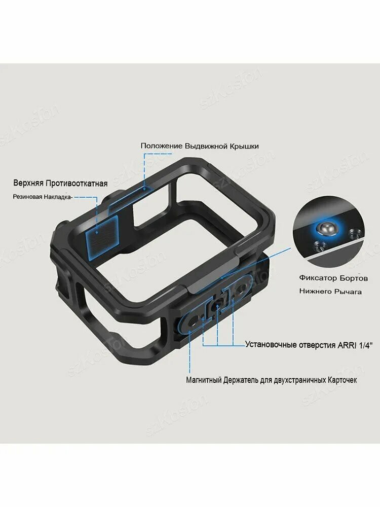 Защитная рамка для горизонтальной и вертикальной съемки из алюминиевой клетки для кроликов подходит для GoPro 13/12/11/10/9