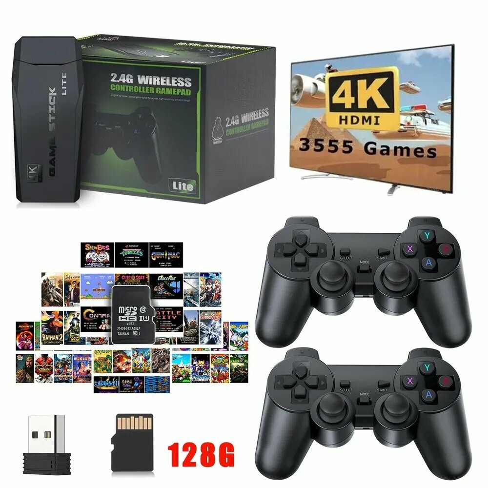 Игровая консоль для телевизора , 20000 ретро игр, 128GB ,4K , игры Nintendo , Sega, PS1