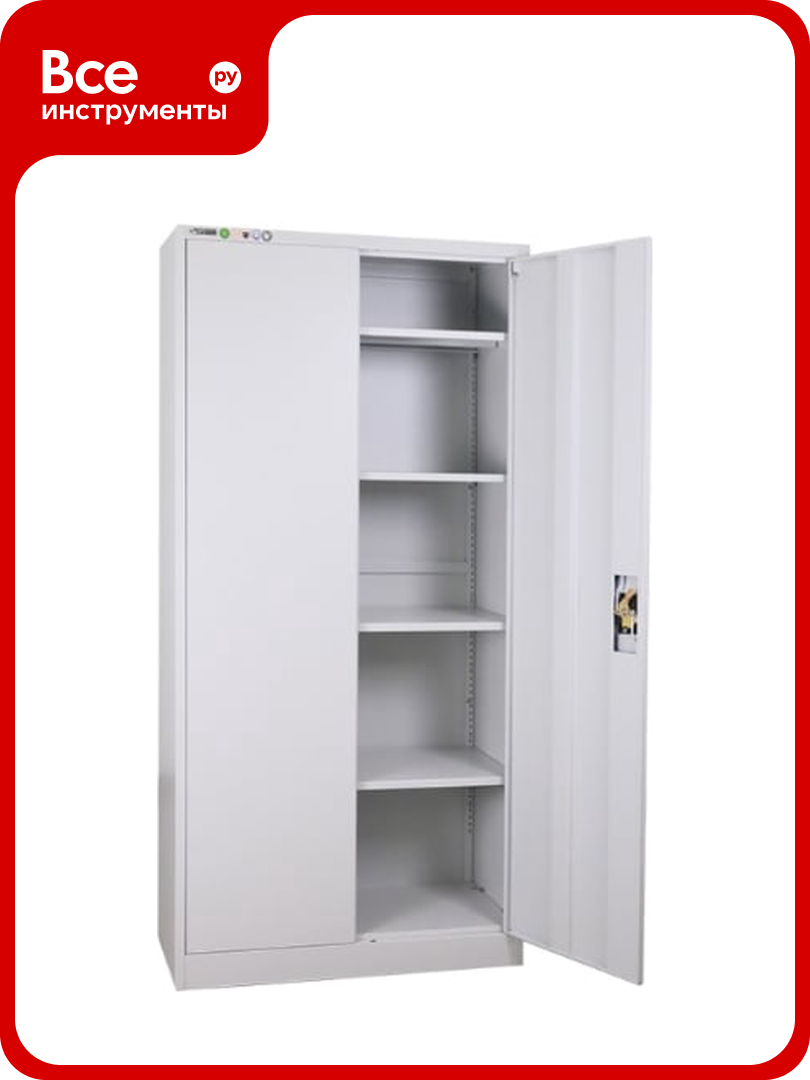 Шкаф архивный металлический Garnelle FC-A18, белый, 2 двери, 4 полки, ключевой замок, напольный, высота 1850 мм, ширина