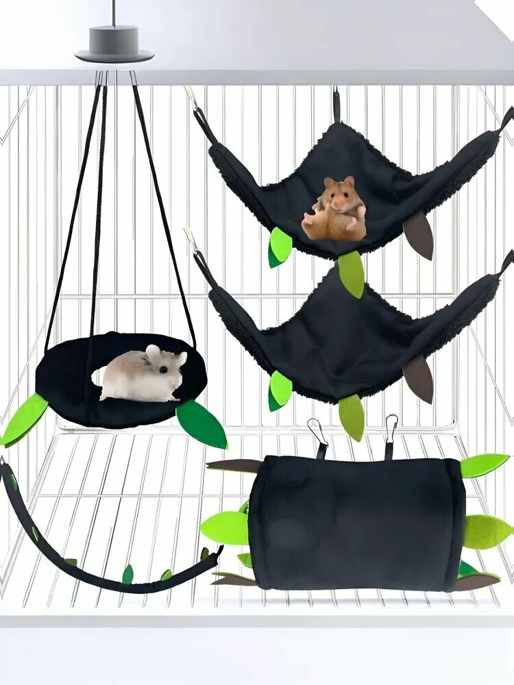 BESTSKY 5PCS Подвесной гамак для морских свинок, хорьков и крыс, аксессуары для клетки, туннель, качели для хомяков.
