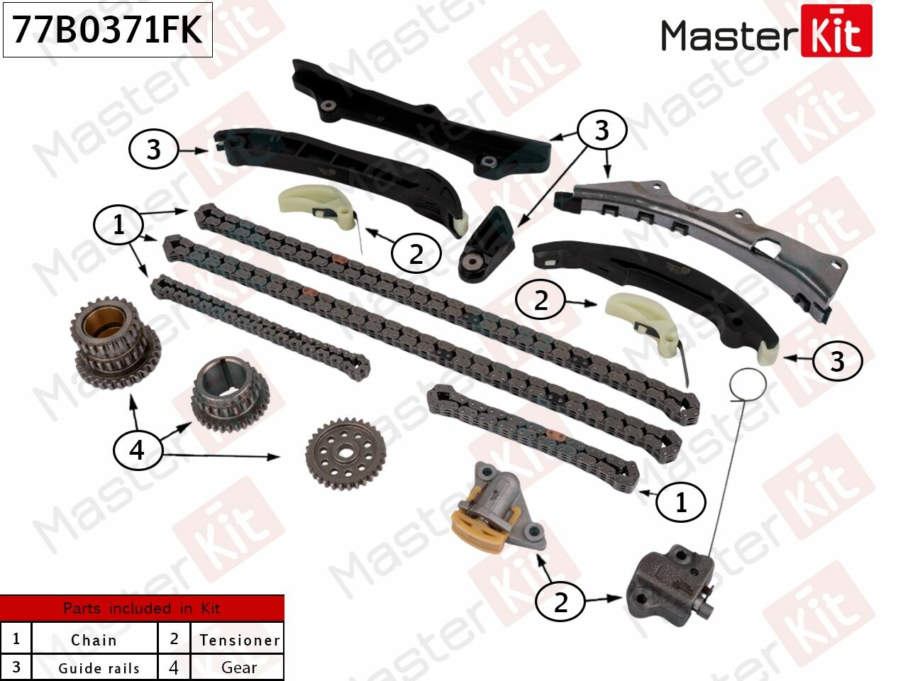 Комплект цепи ГРМ JEEP EHD 30L GRAND CHEROKEE IV WK2 10- MasterKit 77B0371FK