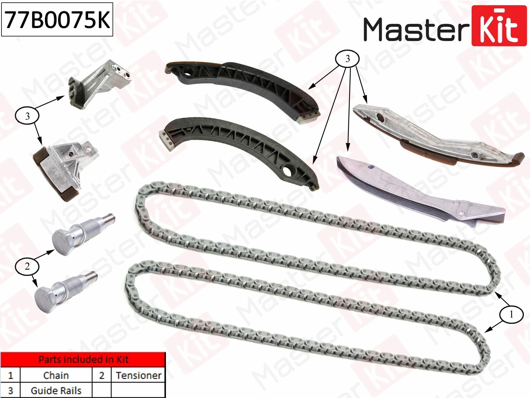 Комплект цепи ГРМ BMW X5 E53/E70 4.4I 04- N62 MasterKit 77B0075K