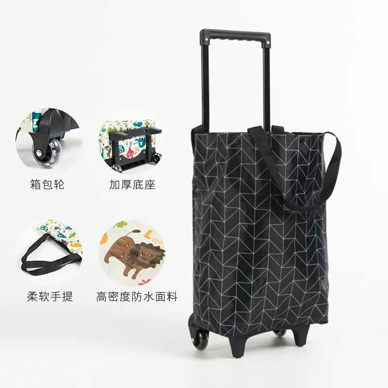 Тележка для покупок, легкая тележка для продуктов с колесами, складная портативная сумка-тележка