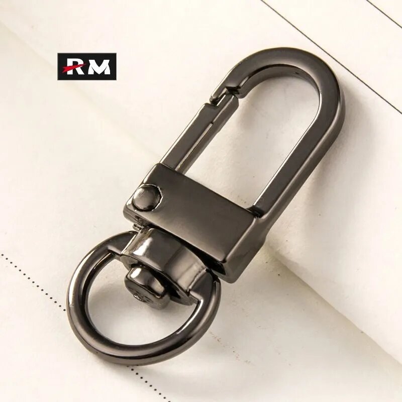 Аксессуары для багажа, Карабин поворотный с кольцом 10 мм (14*34 мм) металл, Карабин застежка для ключей, черный, 2 шт