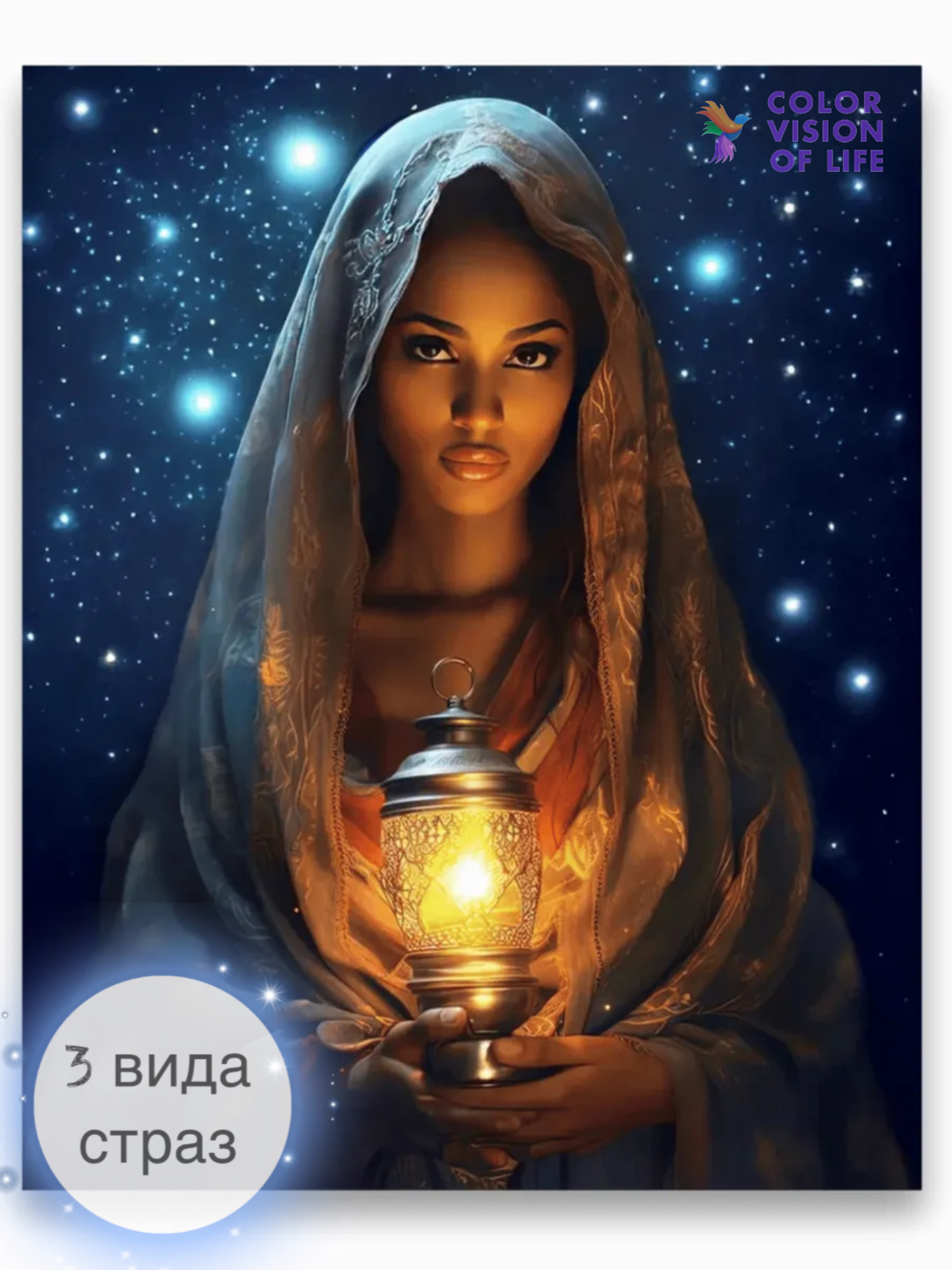 Алмазная мозаика COLOR VISION OF LIFE "Африканка", 40x50 см, полная выкладка